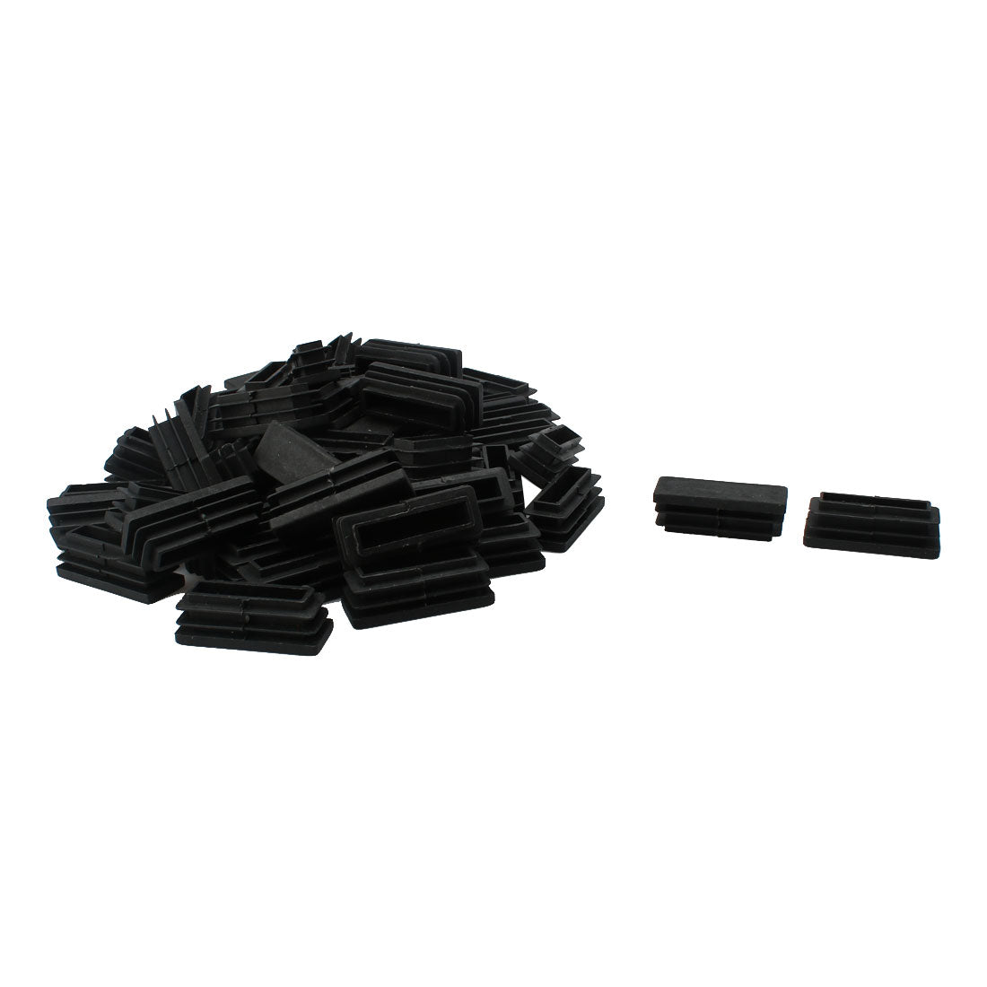 Uxcell 60pcs 15 x 40mm Plastic Rectangle Ribbed Tube Inserts End Cover ...
