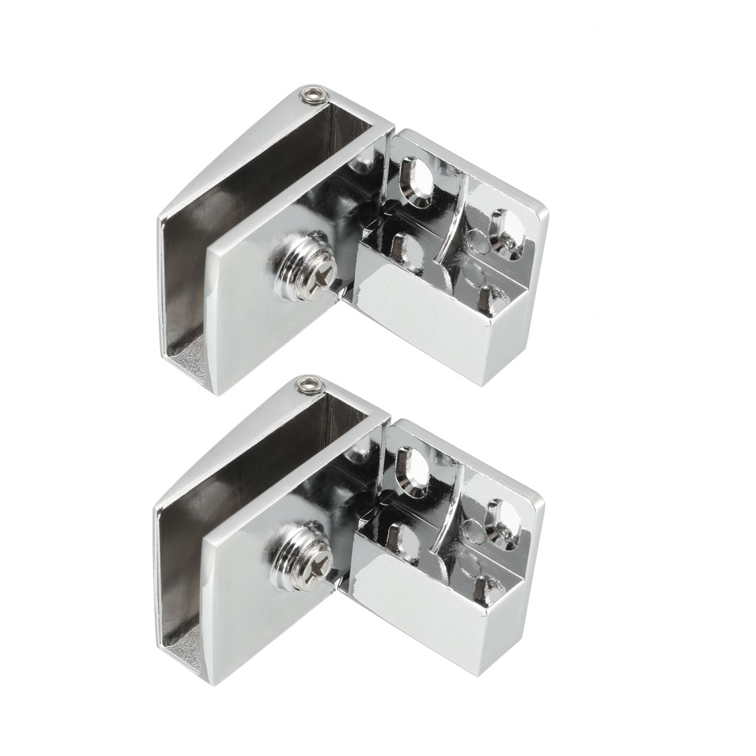 Uxcell 3-5mm Thickness Wall Mounted Glass Door Hinges Clamps Silver ...