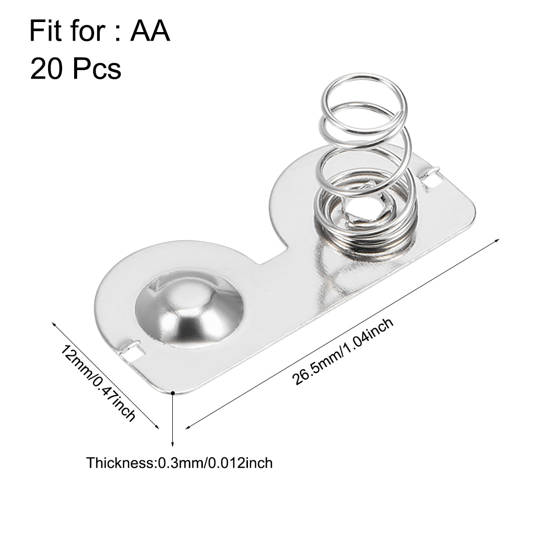 Uxcell 20 Pcs AA Battery Negative to Positive Conversion Spring Contact ...