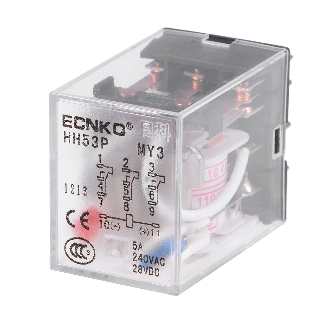 Uxcell HH53P AC 110V Coil 3P3T 11 Pins Electromagnetic Power Relay Red LED with socket | Harfington