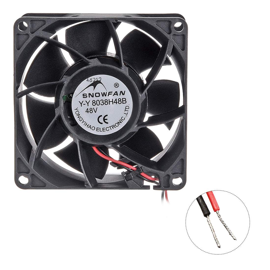 Uxcell SNOWFAN Authorized 80mm x 80mm x 38mm 48V Brushless DC Cooling ...