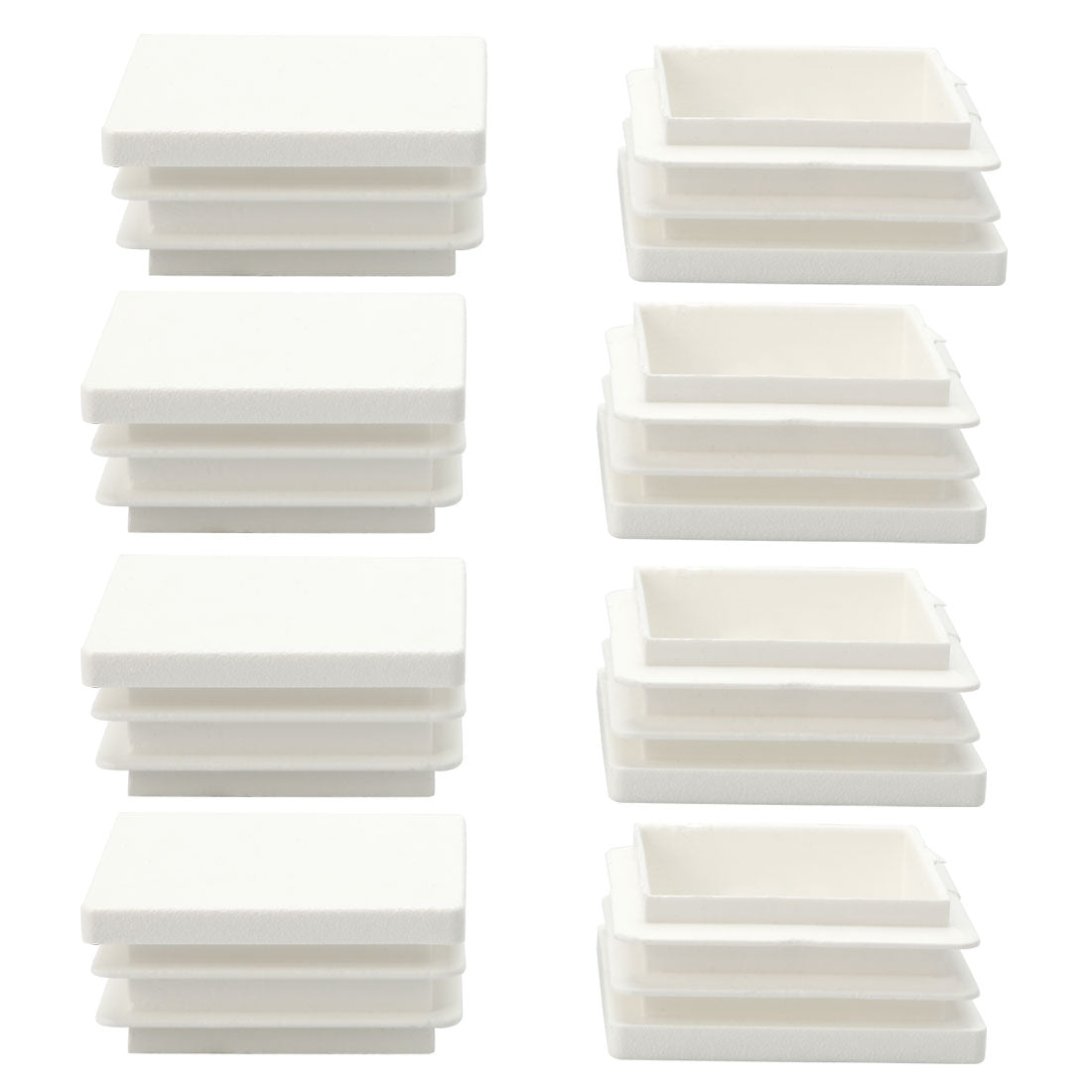 Uxcell 8pcs 40 x 40mm Plastic Square Ribbed Tube Inserts End Cover Cap ...