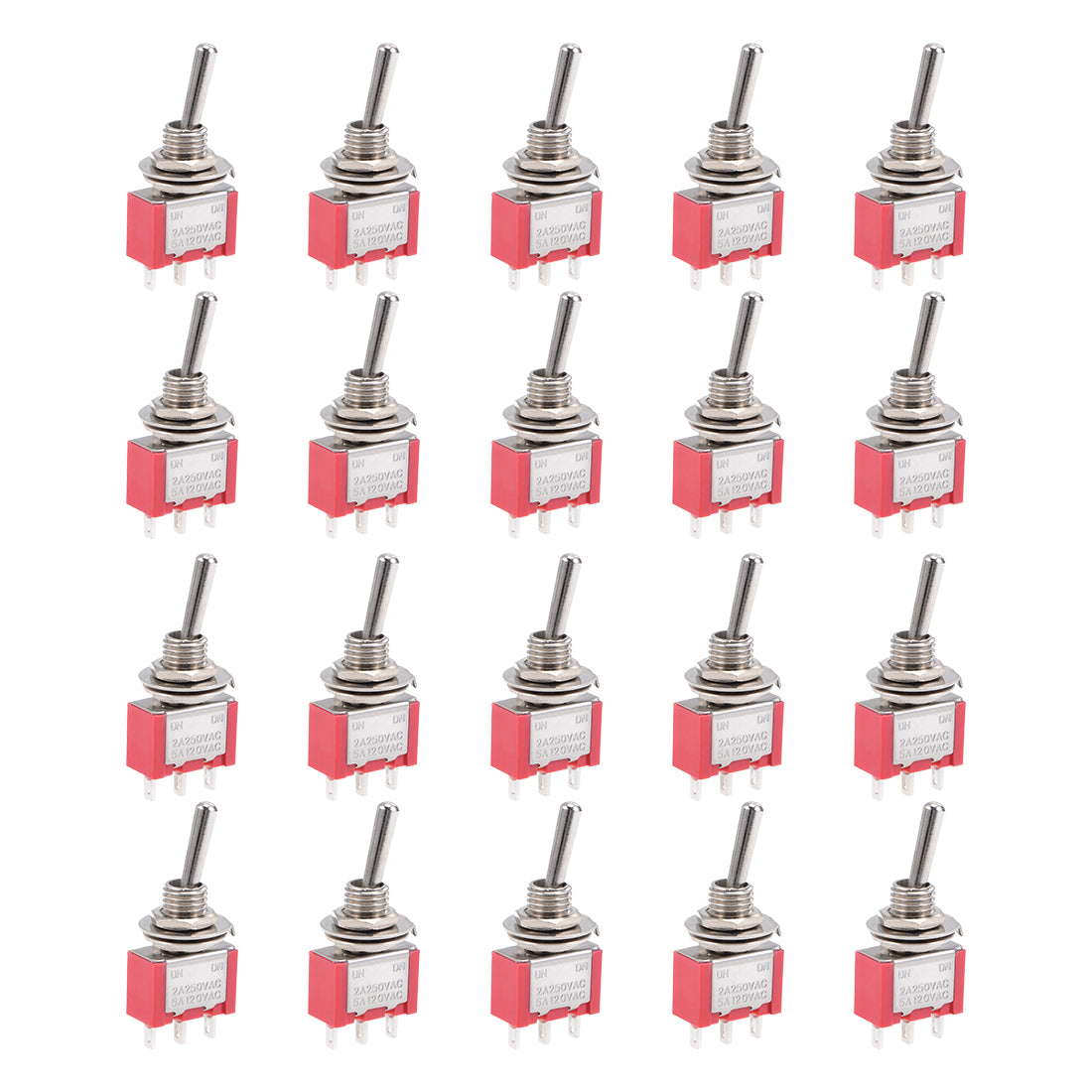 Uxcell 20Pcs 120V/5A 250V/2A On/On 2 Position Terminal SPDT Latching ...