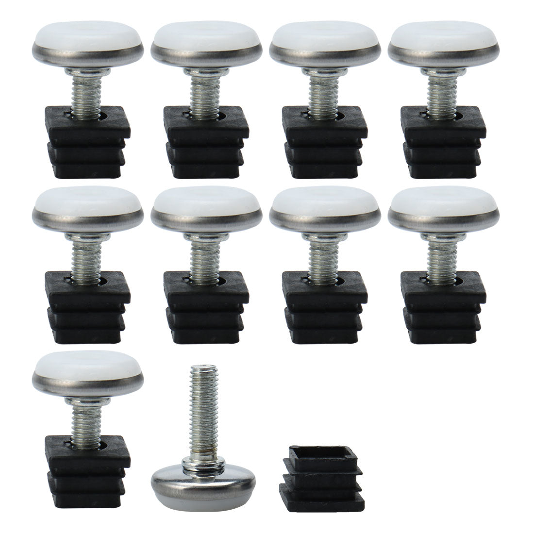 Uxcell Adjustable Feet 20 x 20mm Inserts Furniture Table Glide 10 Sets ...