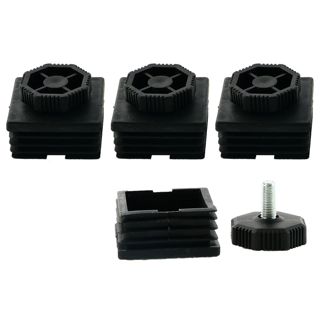 Uxcell Adjustable Leveling Feet 50 x 50mm Square Tube Insert Kit ...
