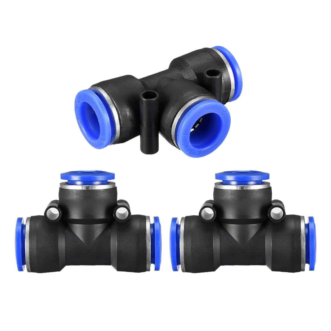 Uxcell 3 pcs Push To Connect Fittings T Type Tube Connect 12mm or 15/32 ...