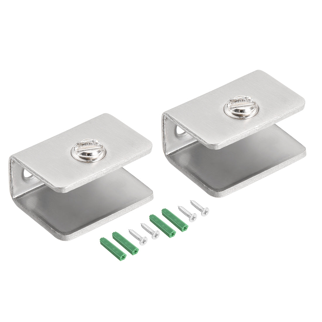 Uxcell Glass Shelf Brackets Stainless Steel Clamp Clip Holder Rectangle ...