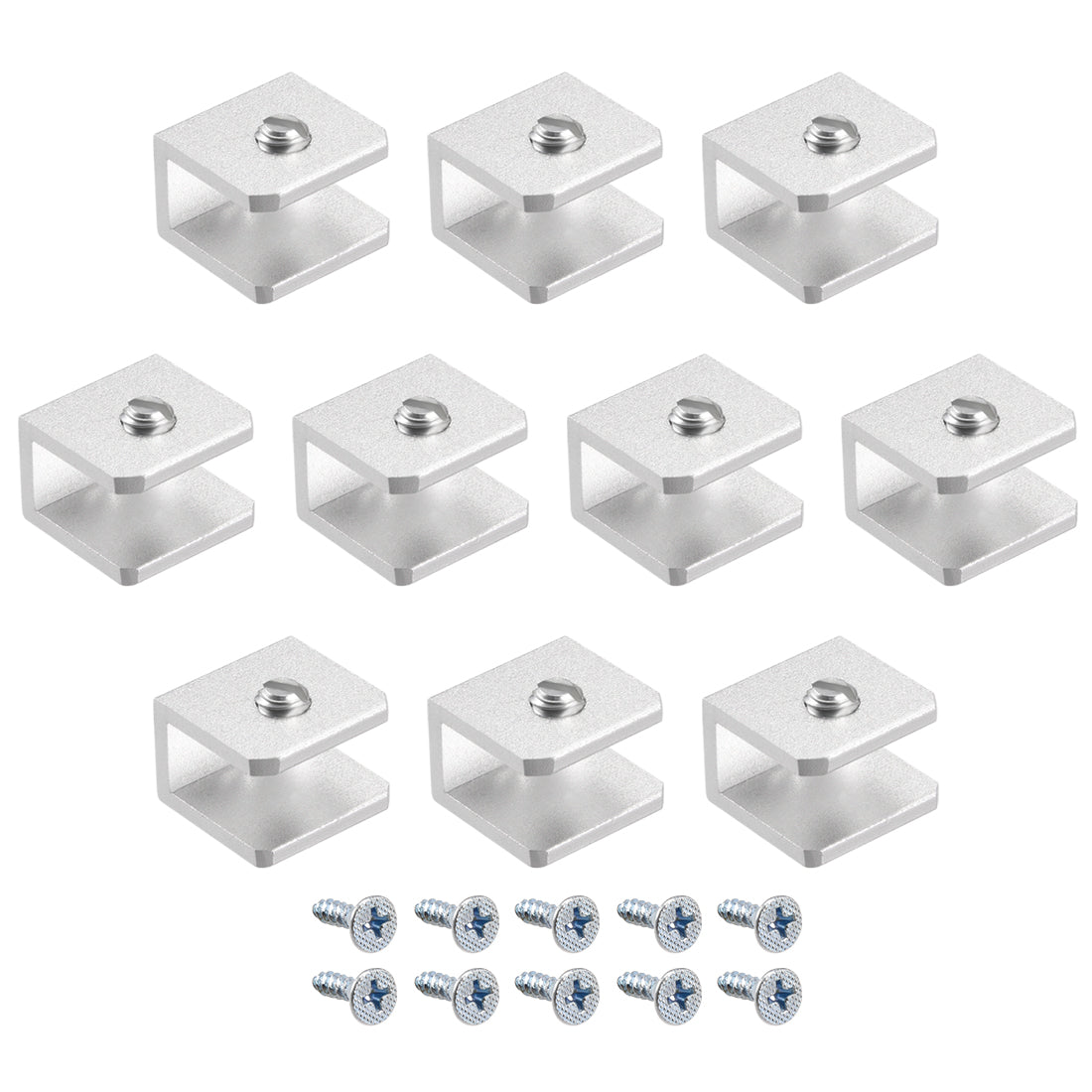 Uxcell Glass Shelf Bracket Aluminum Alloy Clamp Rectangle for 5-8mm ...