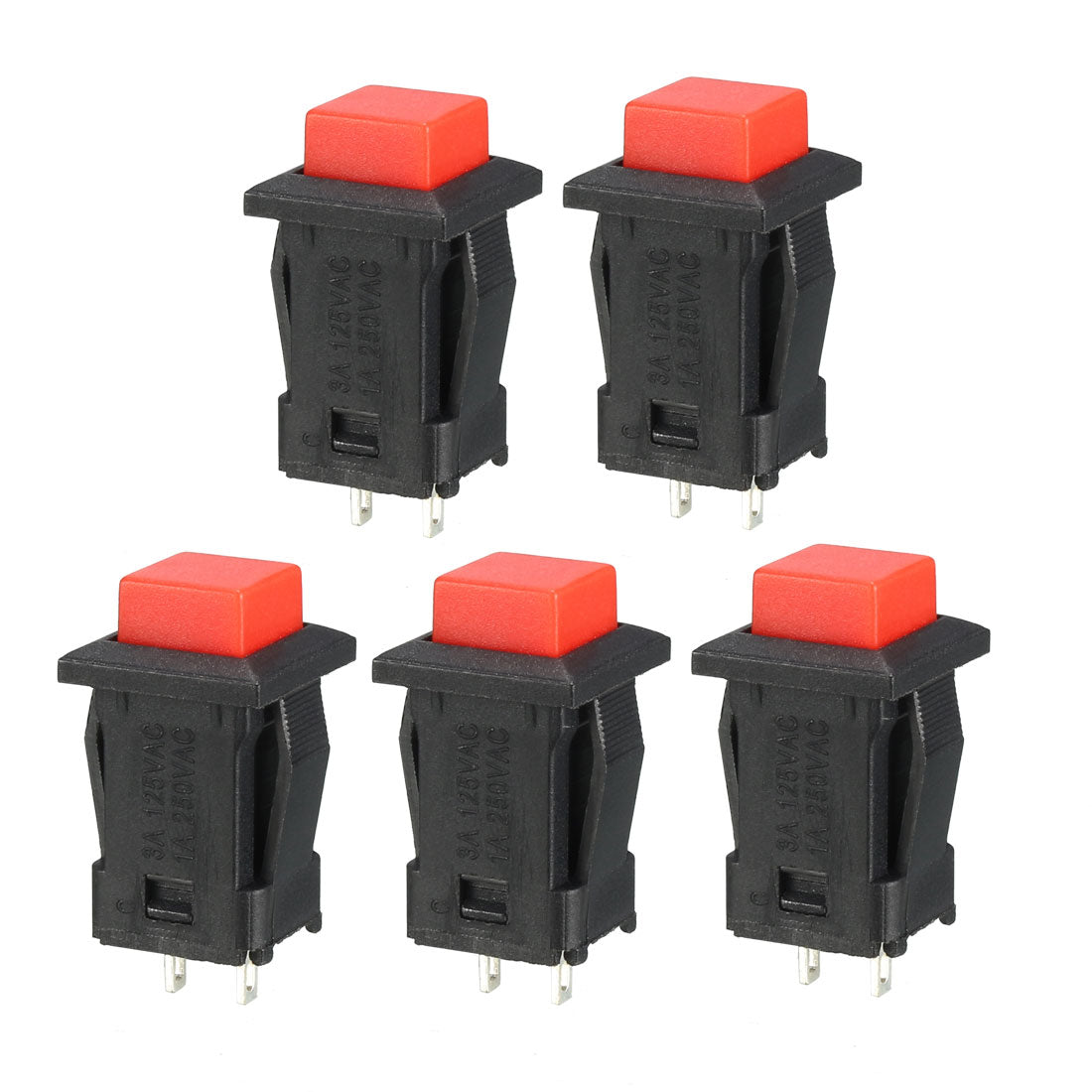 Uxcell 12mm Mounting Red Square Latching Push Button Switch SPST NO ...