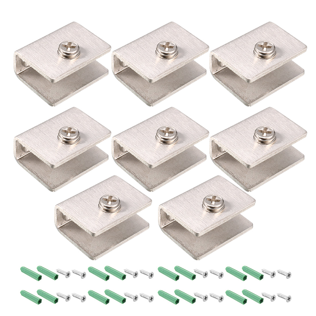 Uxcell Glass Shelf Brackets Stainless Steel Clip Rectangle for 8-10mm ...