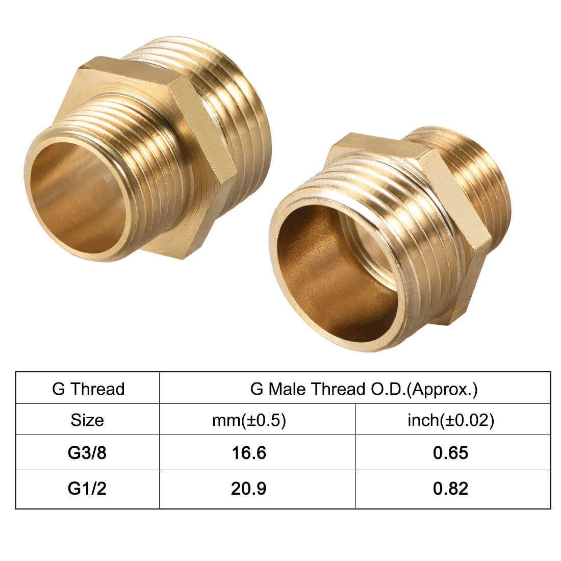 Uxcell Brass Pipe Fitting Reducing Hex G3/8 x G1/2 Male Pipe Brass ...