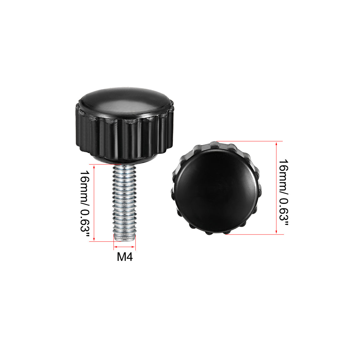 Uxcell Male Thread Knurled Clamping Knobs Grip Thumb Screw on Type 15 ...