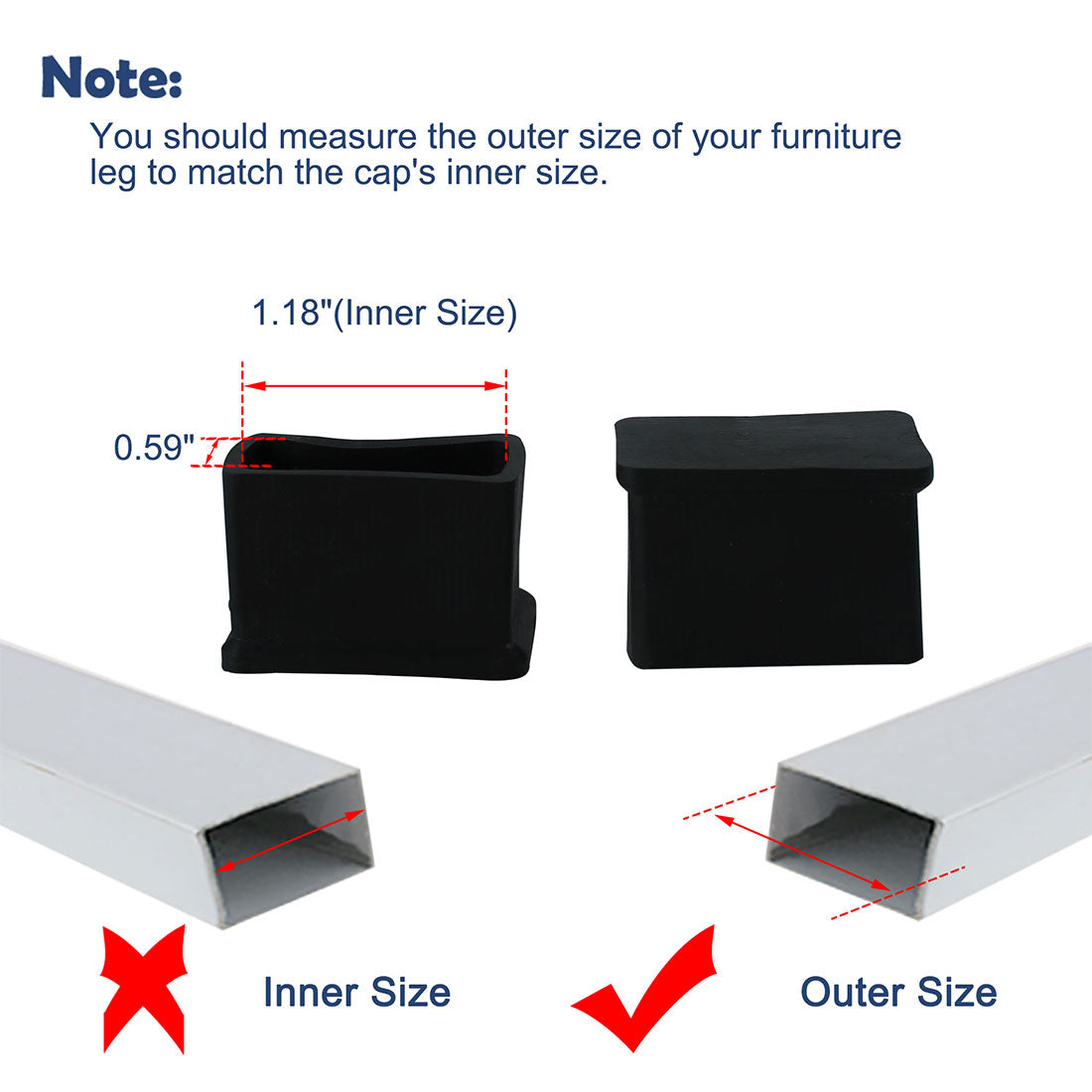 Uxcell PVC Chair Rectangle Leg Caps End Tip Pads Feet Cover Desk Floor ...