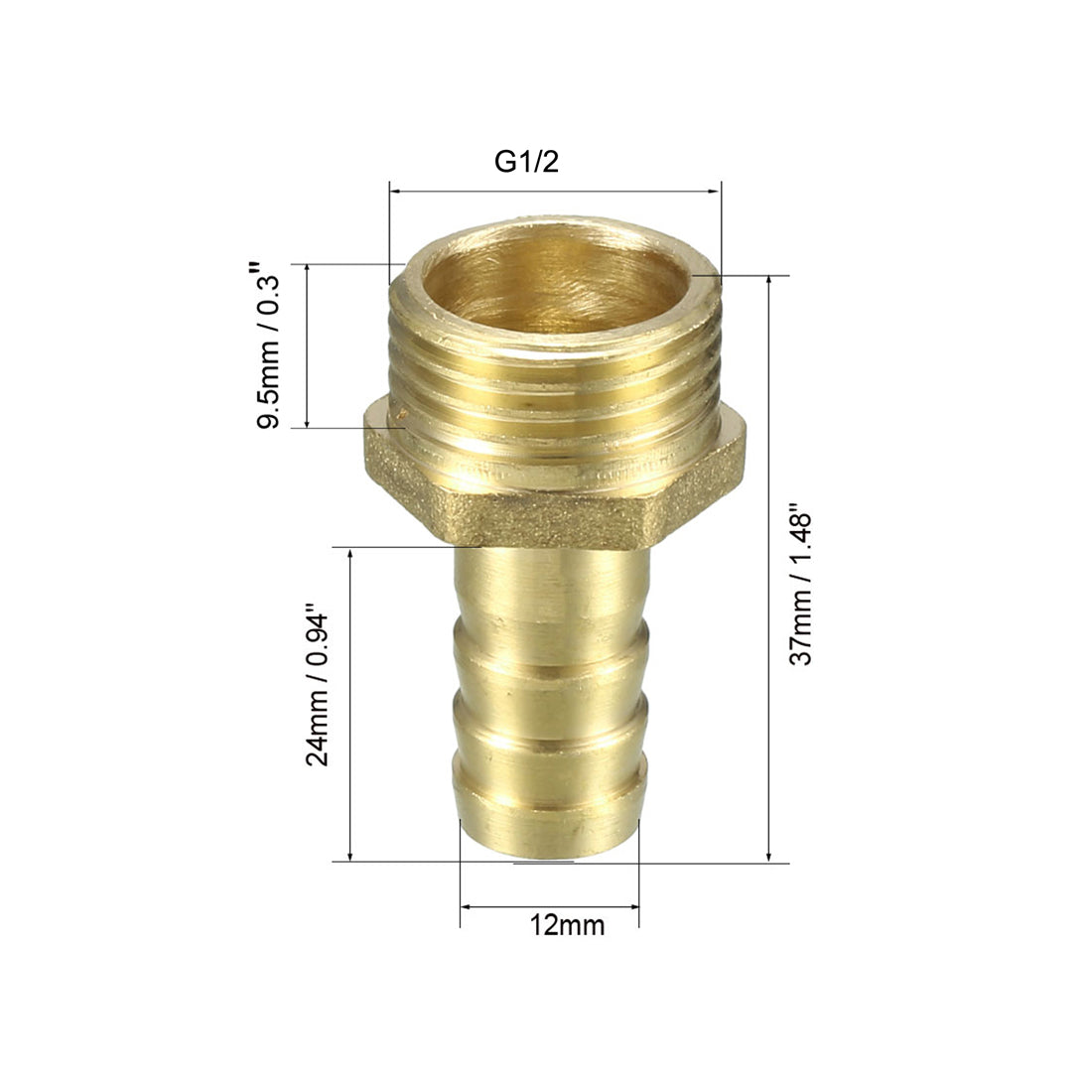 Uxcell Brass Barb Hose Fitting Connector Adapter 12mm Barbed X G1/2 Male Pipe | Harfington
