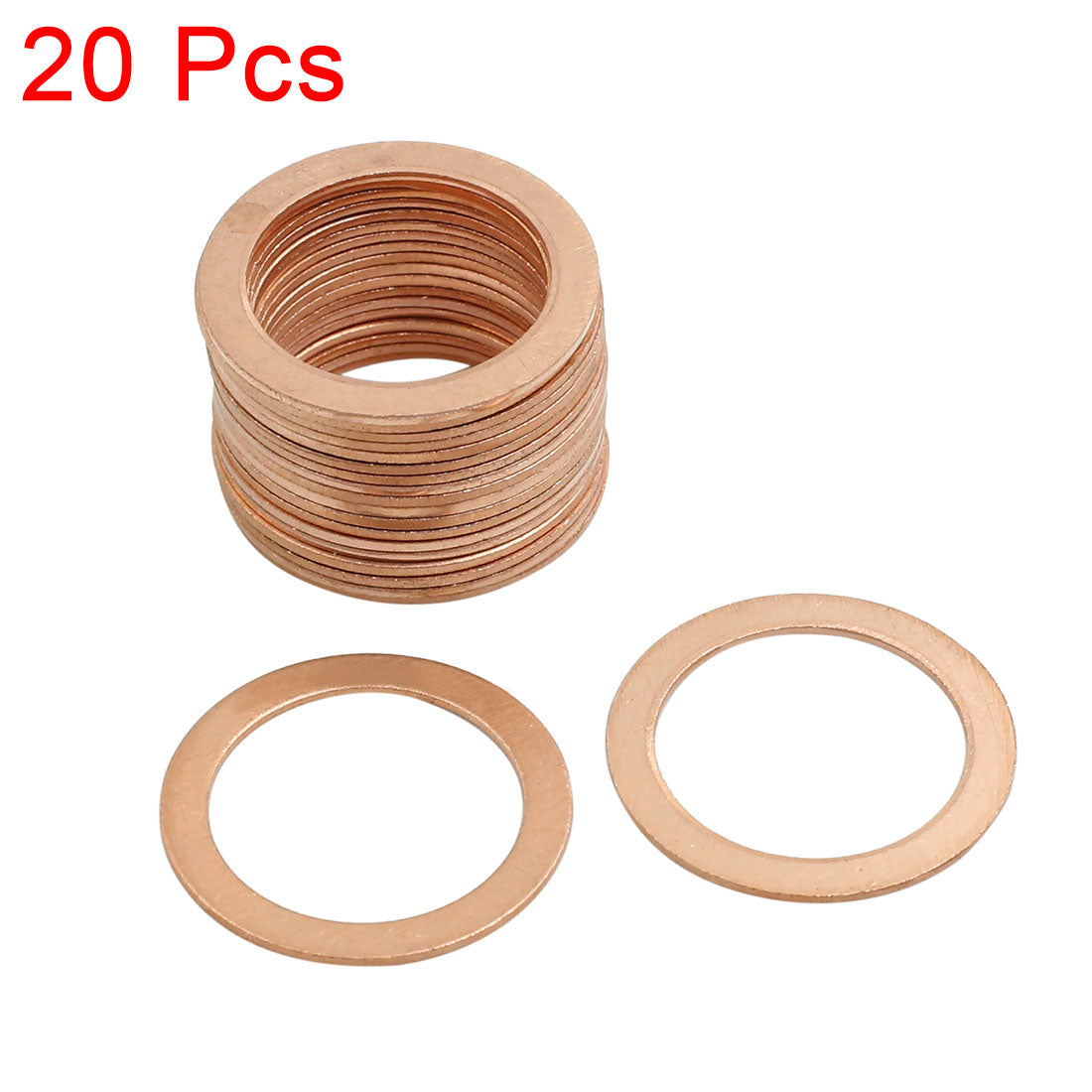 20 Pcs 22mm Inner Diameter Copper Washers Parts Flat Gasket Fitting ...