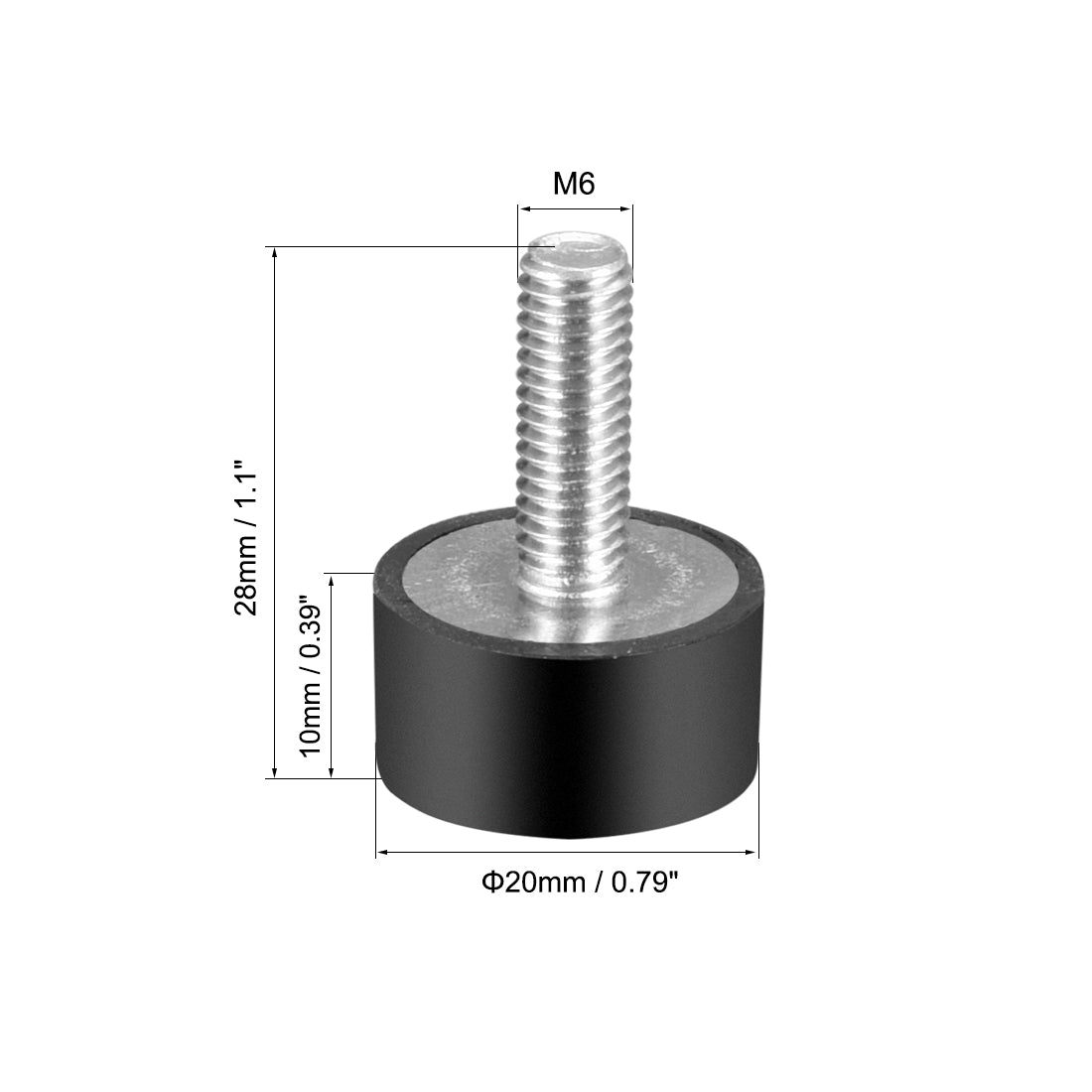 Uxcell Thread Rubber Mounts,Vibration Isolators,Cylindrical w Studs ...