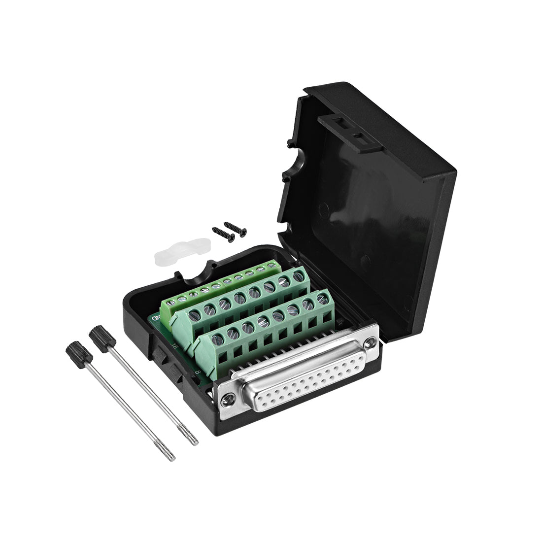 Uxcell D-sub DB25 Breakout Board Connector with Case 25 Pin 2 Row ...