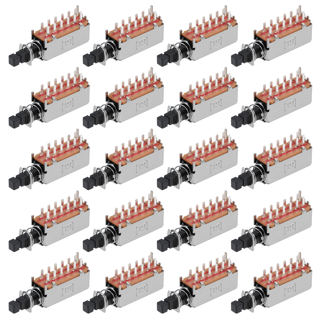 Uxcell Push Button Switch 4PDT 12 Pin 1 Position Self-Locking Black ...