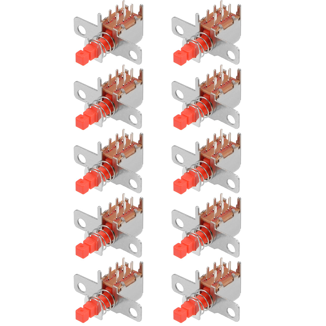 Uxcell Push Button Switch, DPDT 6 Pin 1 Position Self-Locking Red 10pcs ...