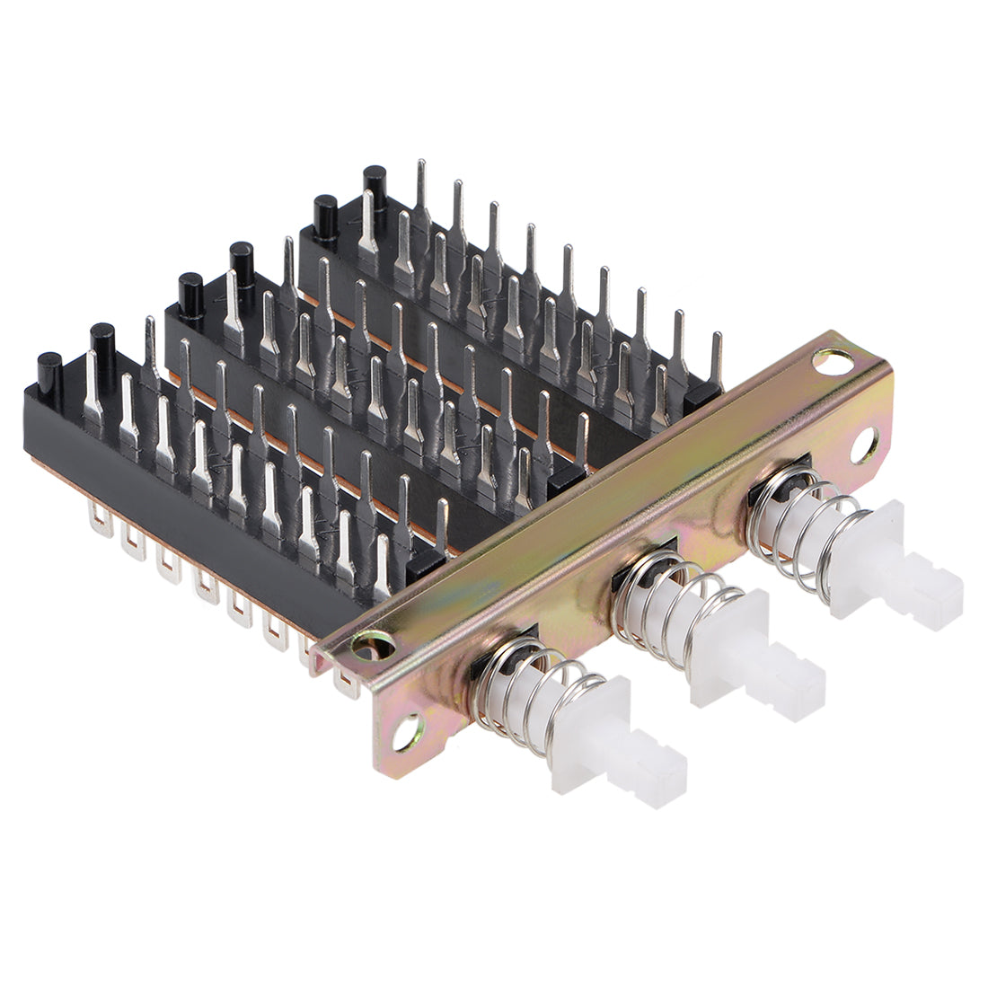 Uxcell Interlock Push Button Switch Piano Type 6PDT 18 Pin 3 Row ...