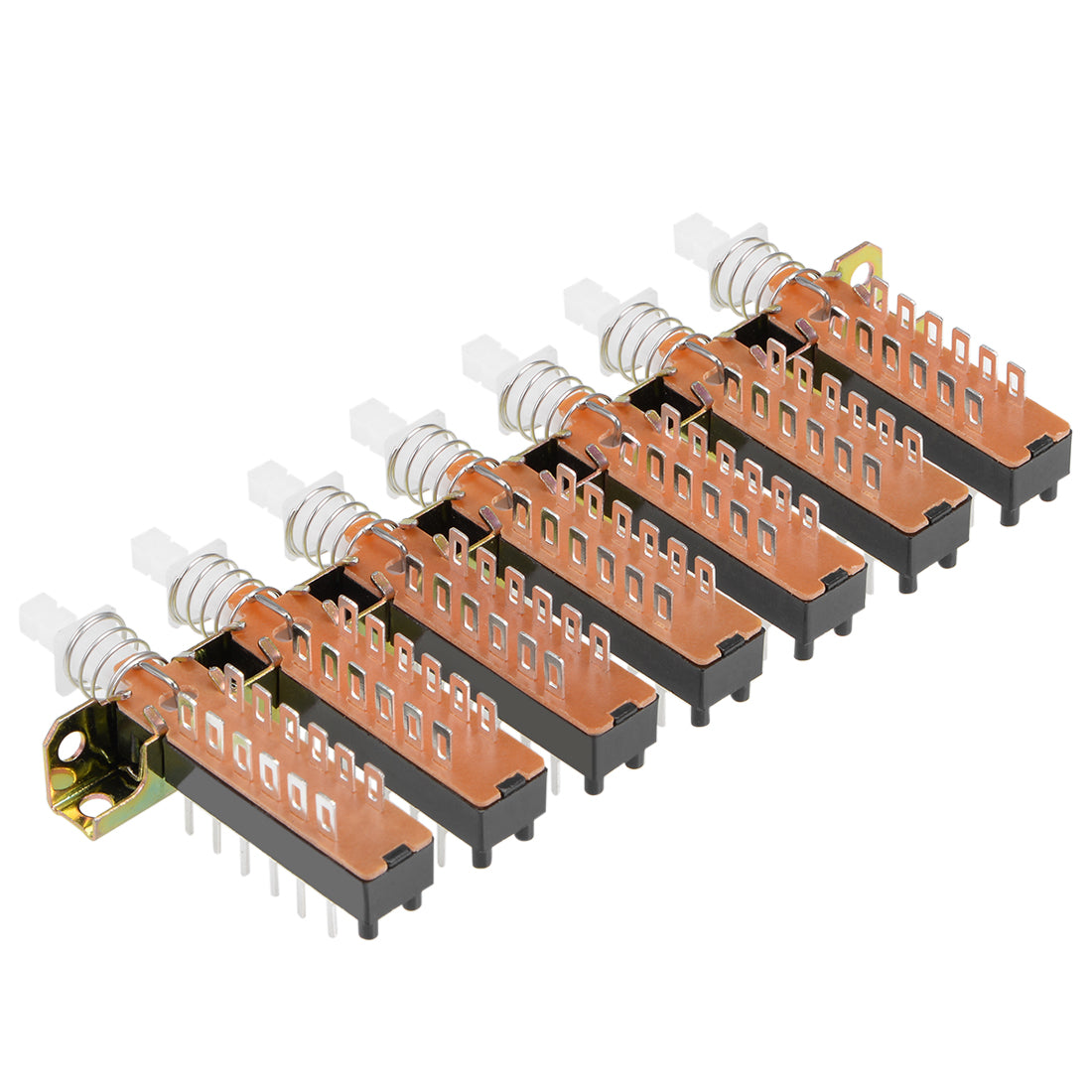 Uxcell Interlock Push Button Switch Piano Type 4PDT 12 Pin 7 Row ...