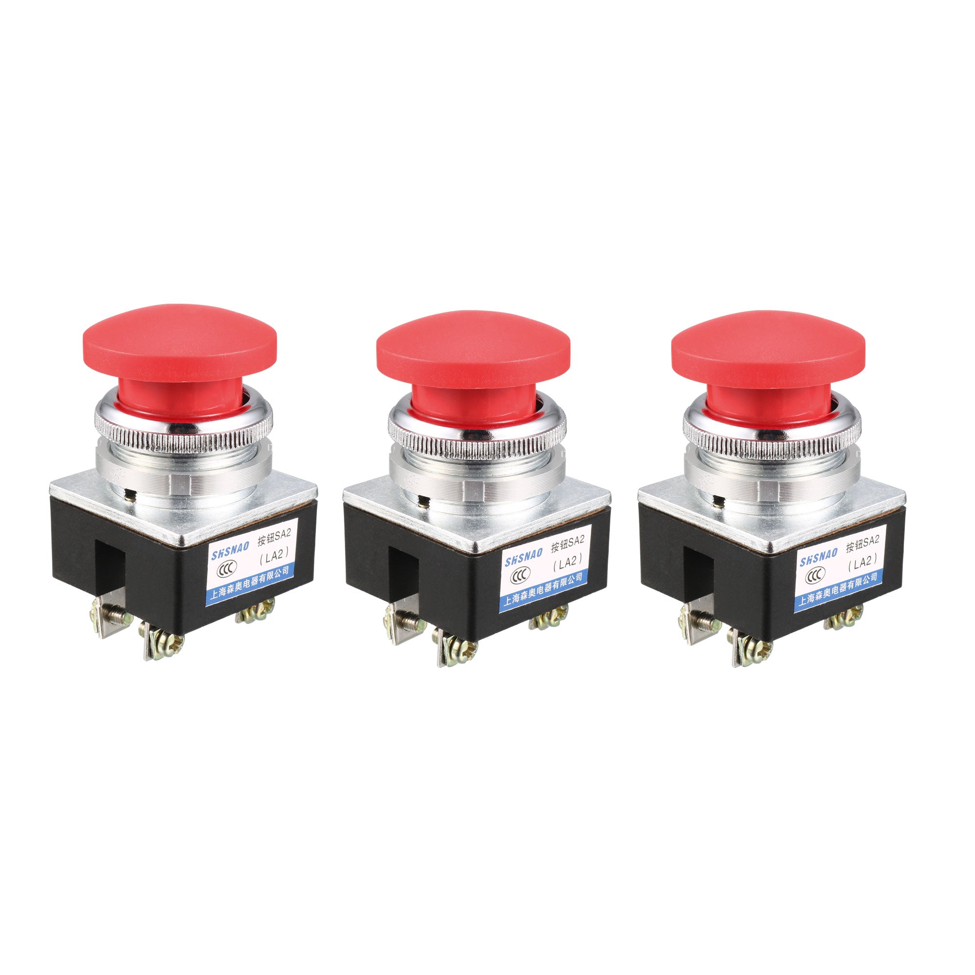 Uxcell Push Bottom Switch Red Momentary AC 380V 5A Mushroom Head ...