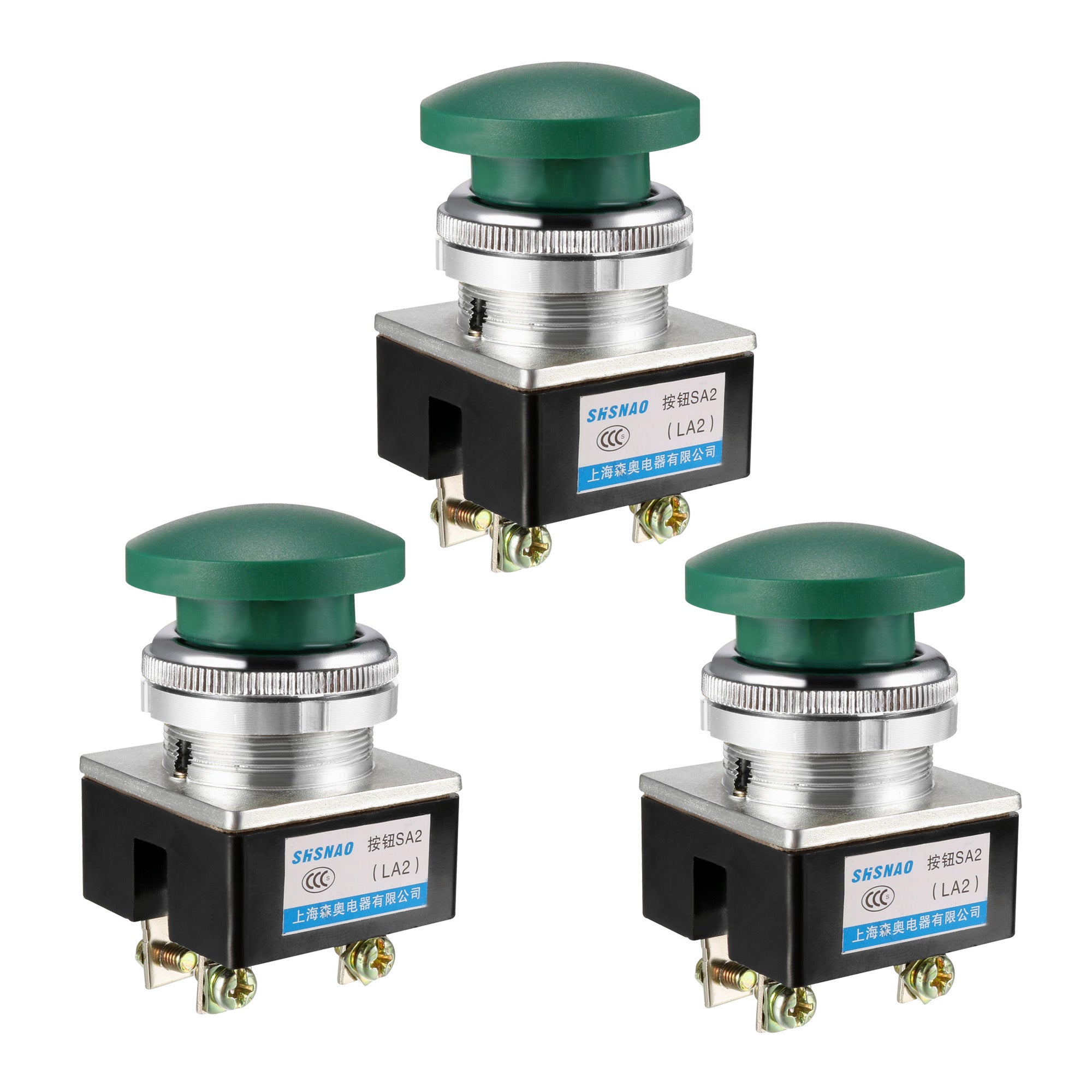 Uxcell Push Bottom Switch Green Momentary AC 380V 5A Mushroom Head ...