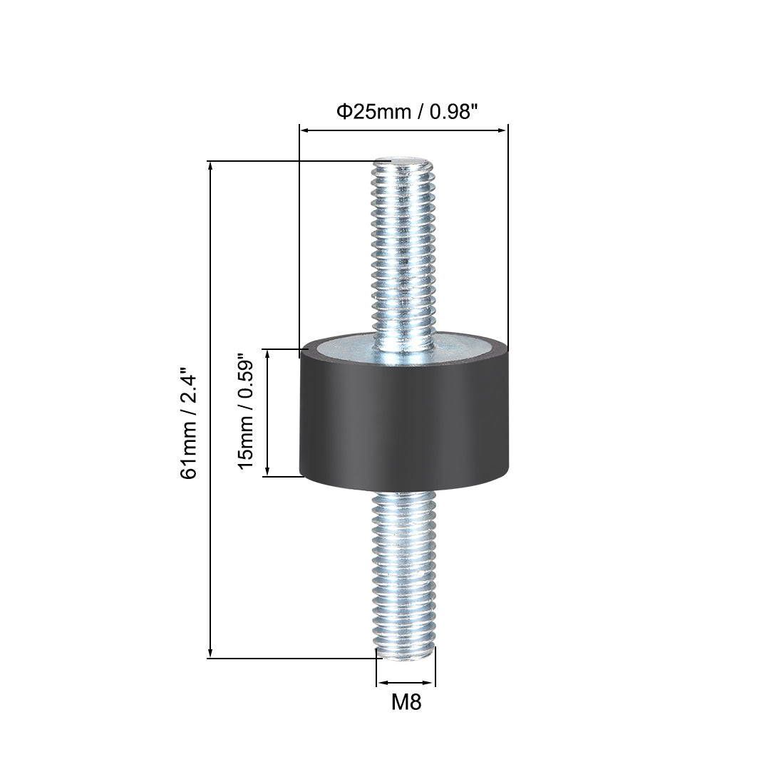 Uxcell D25 x H15 Rubber Vibration Isolator Mounts Shock Absorber with ...