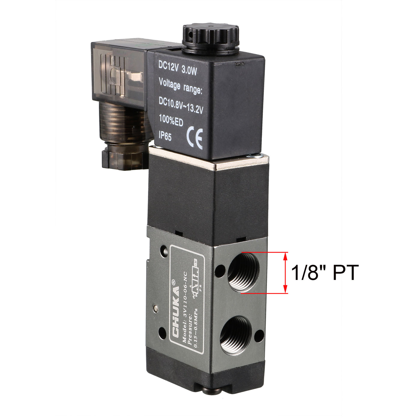 Uxcell 3V110-06 Pneumatic Air NC Single Piloted Electrical Control Solenoid Valve DC 12V 3 Way 2 ...