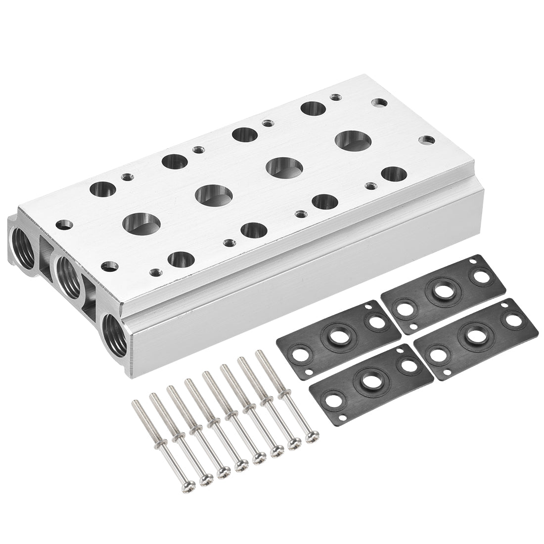 Uxcell 1/4" G Thread 4 Row Aluminum Manifold Solenoid Air Pneumatic ...