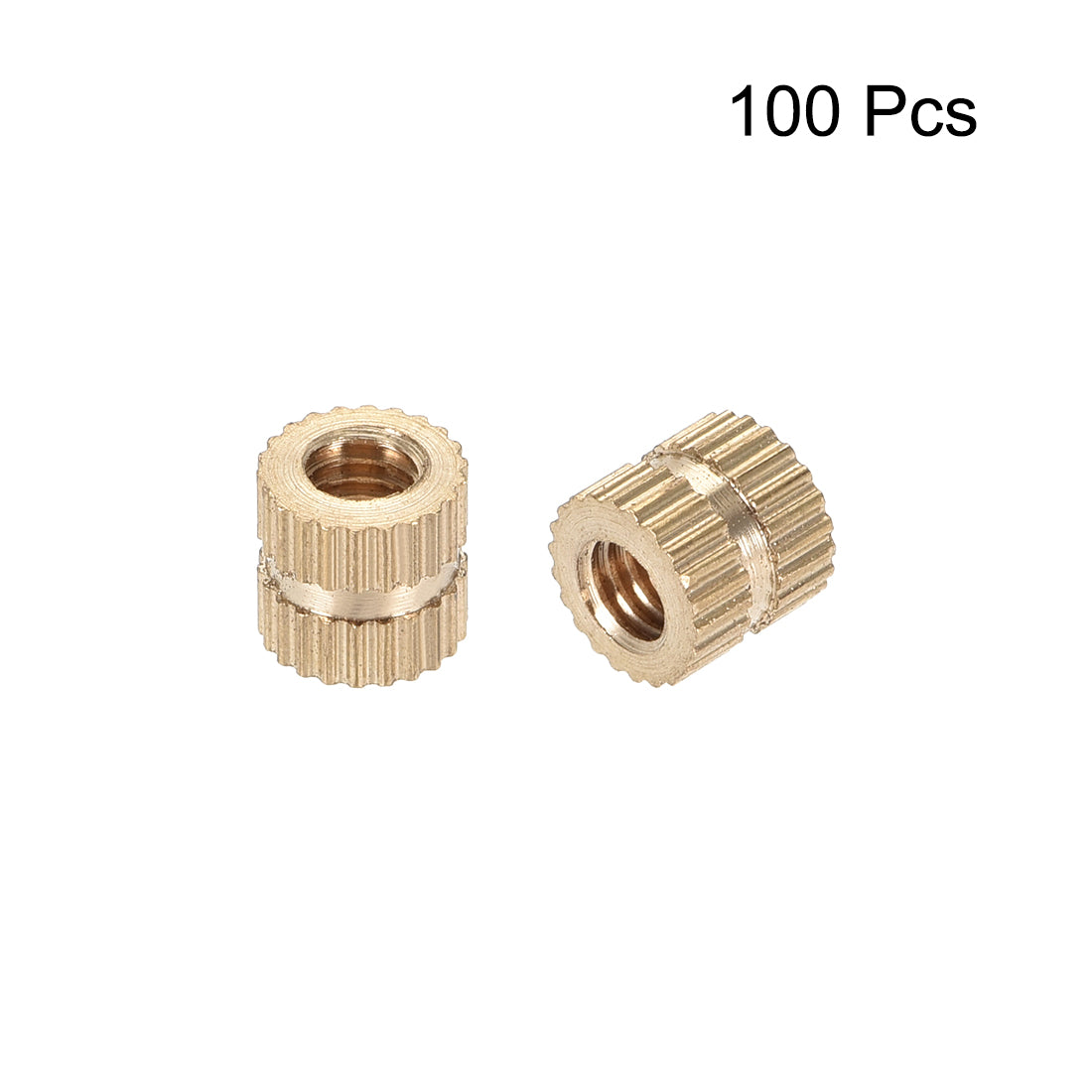 Uxcell Knurled Insert Nuts, M4 x 6mm(L) x 6mm(OD) Female Thread Brass ...