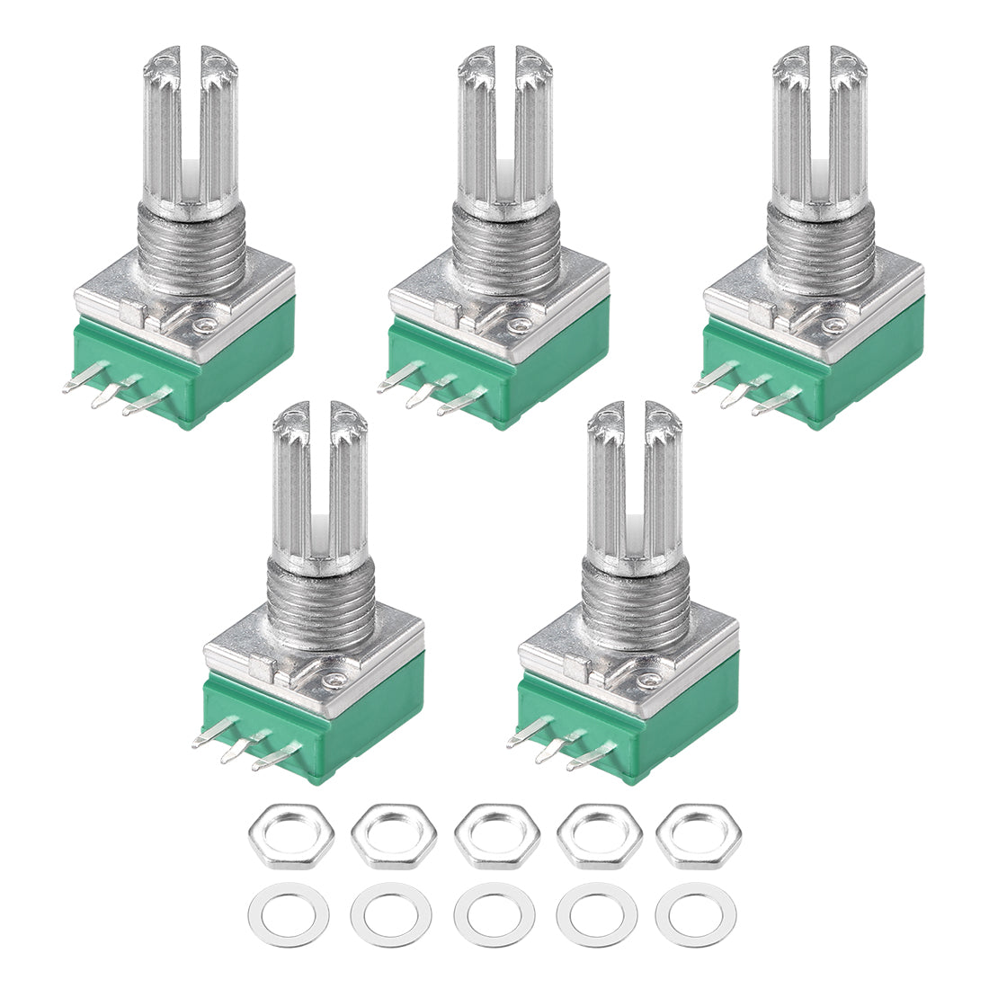 Uxcell Potentiometer B5K Ohm Variable Resistors Single Turn Rotary ...