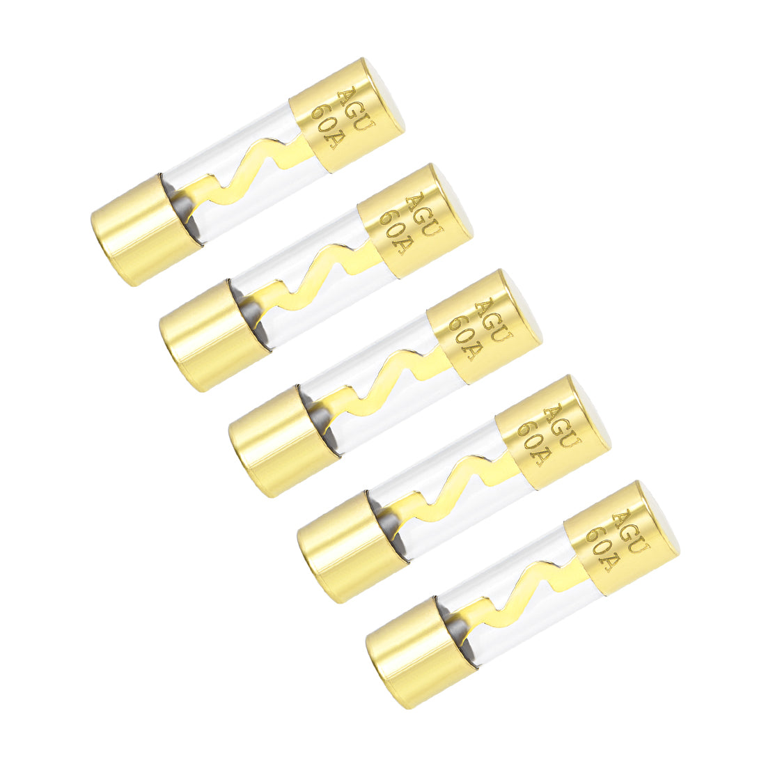 Uxcell Cartridge Fuses 60A DC 12V 10x38mm Fast Blow Amplifier Glass ...