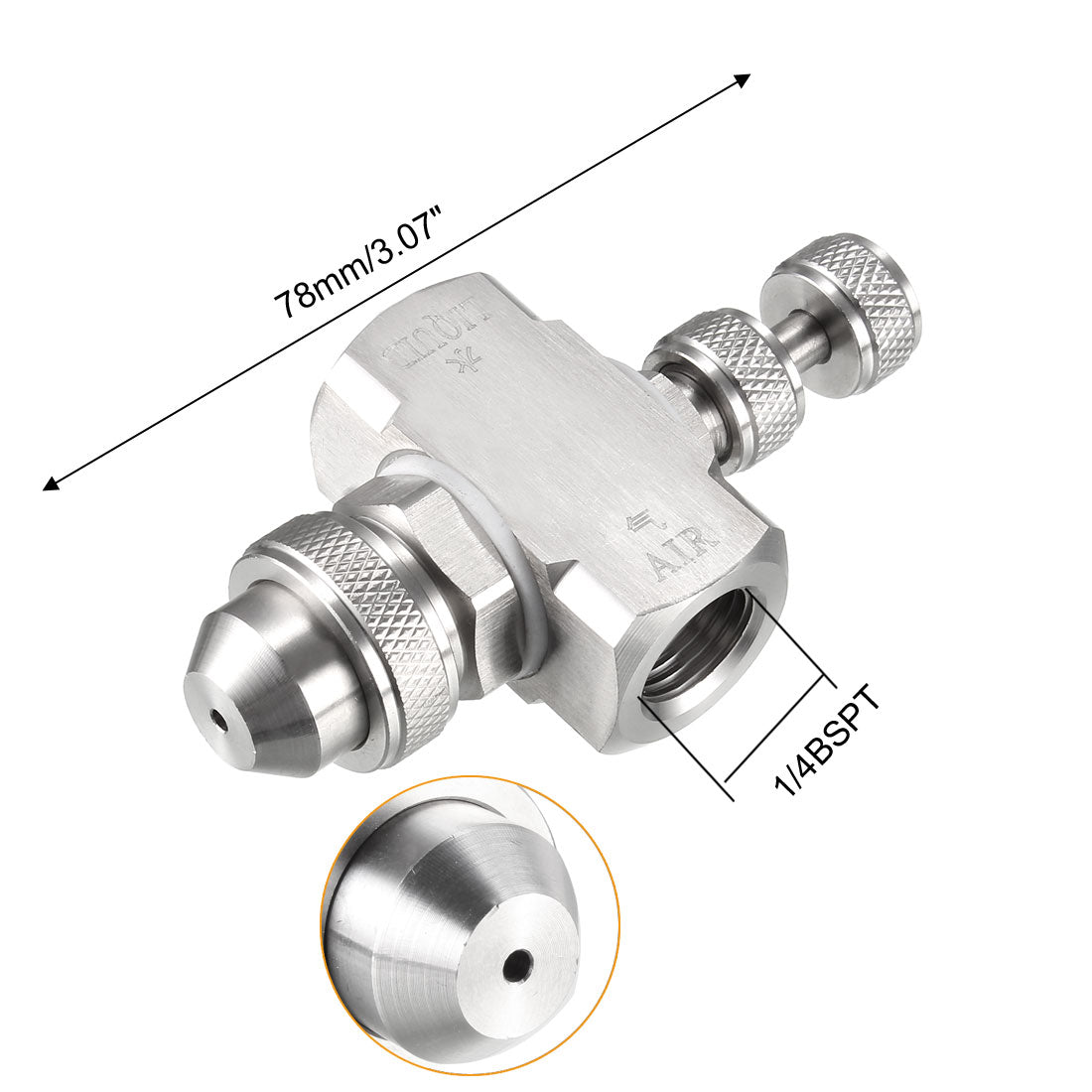 Uxcell Air Atomizing Nozzle, 1/4BSPT Misting Low Pressure Solid Cone ...