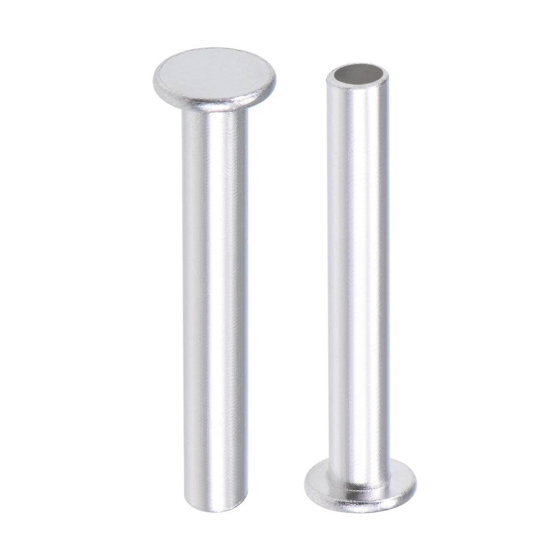 Uxcell 25 Pcs 5mm x 35mm Aluminum Flat Head Semi-Tubular Rivets Silver ...