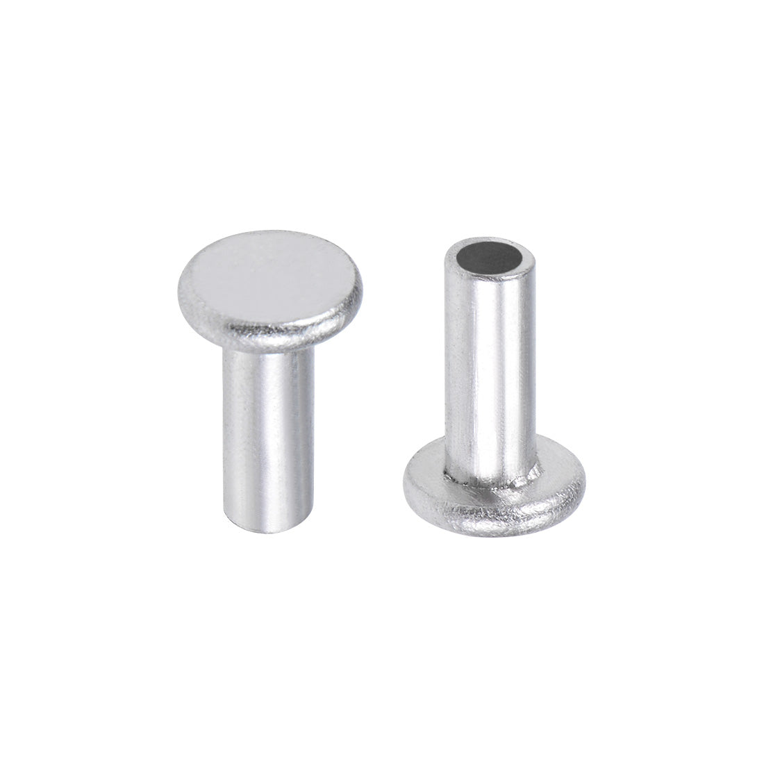 Uxcell 200 Pcs 4mm x 10mm Aluminum Flat Head Semi-Tubular Rivets Silver ...