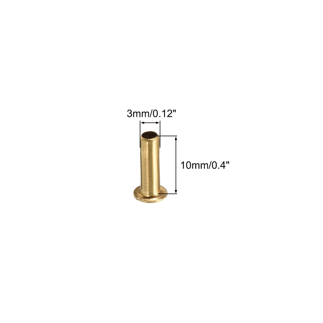 Uxcell Hollow Rivet,3mm x 10mm Through Hole Copper Hollow Rivets ...