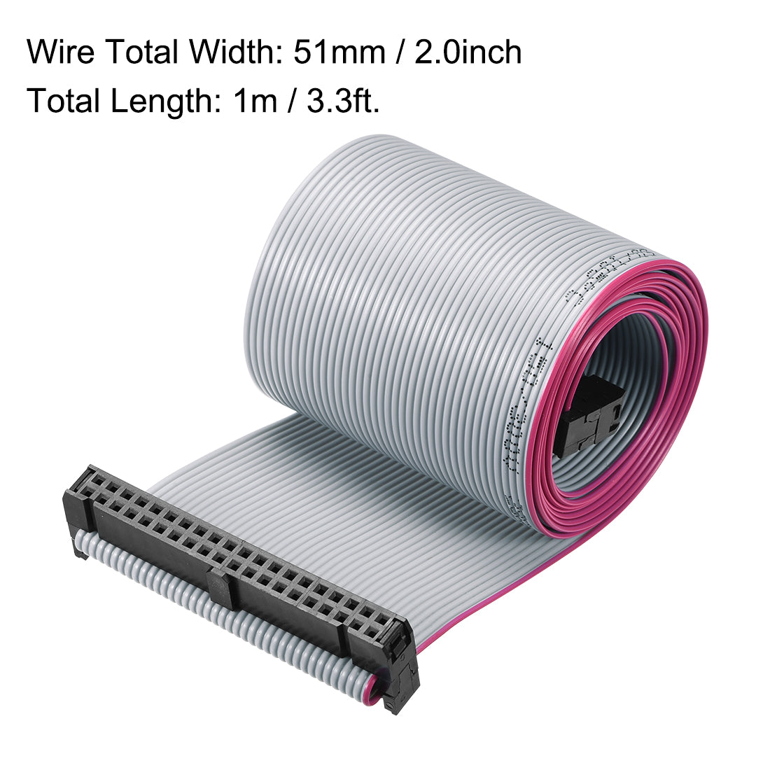 Uxcell IDC Wire Flat Ribbon Cable FC/FC Connector A-type 40 Pins 2.54mm ...