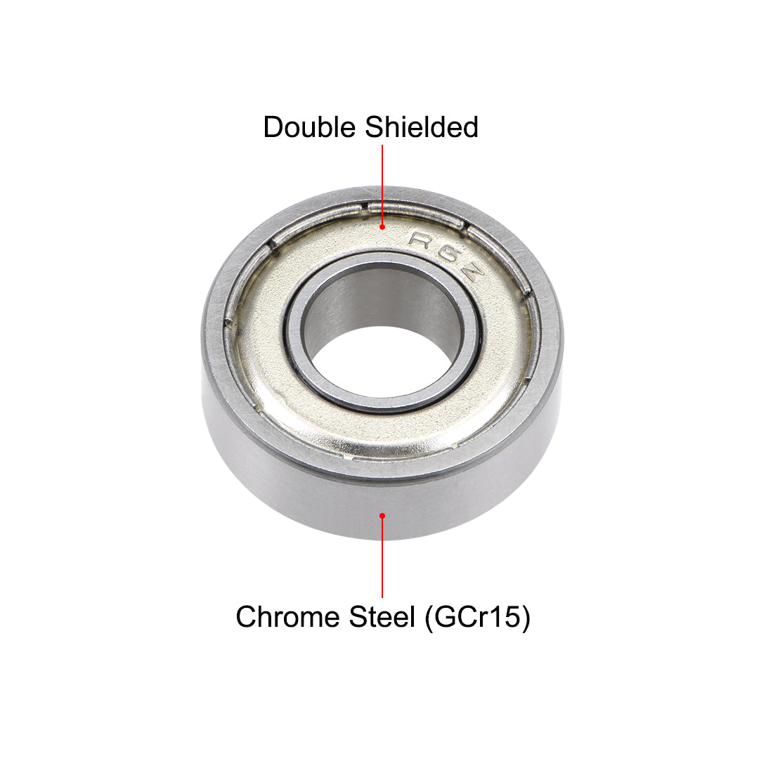Uxcell R6ZZ Ball Bearing 3/8"x7/8"x9/32" Double Shielded ABEC-5 ...