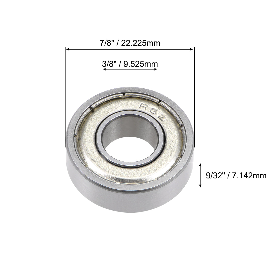 Uxcell R6ZZ Ball Bearing 3/8"x7/8"x9/32" Double Shielded ABEC-5 ...