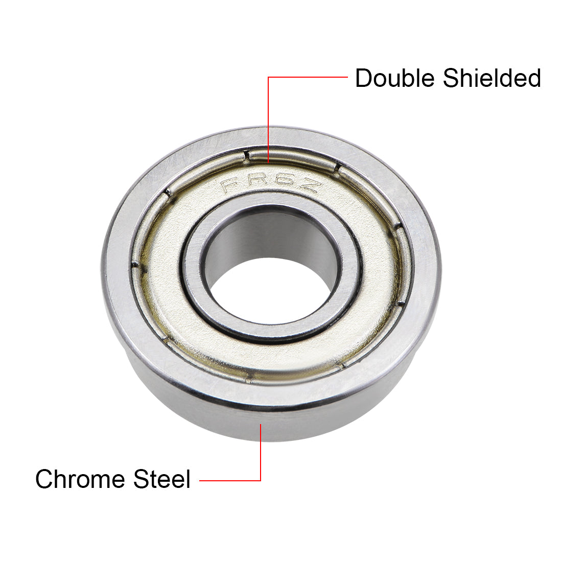 Uxcell FR6ZZ Flange Ball Bearing 3/8"x7/8"x9/32" Shielded Chrome ...