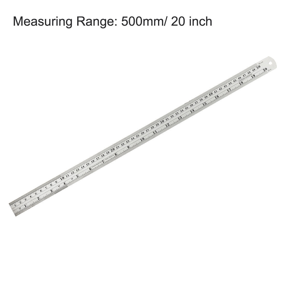 Uxcell Straight Ruler 500mm 20 Inch Metric Stainless Steel Measuring ...