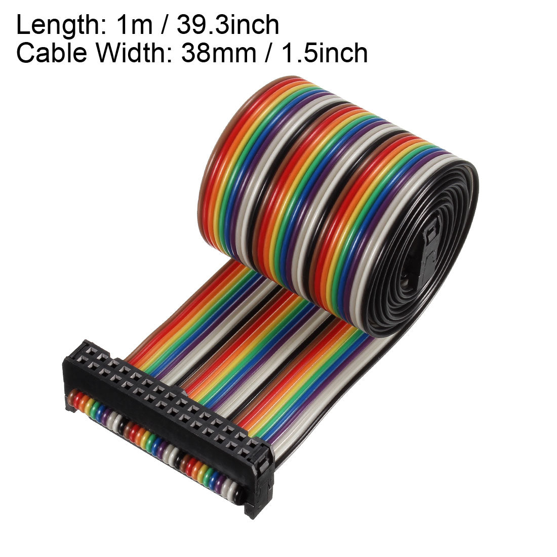 Uxcell IDC Rainbow Wire Flat Ribbon Cable 30P A-type FC/FC Connector 2.54mm Pitch 1m/39.3inch ...