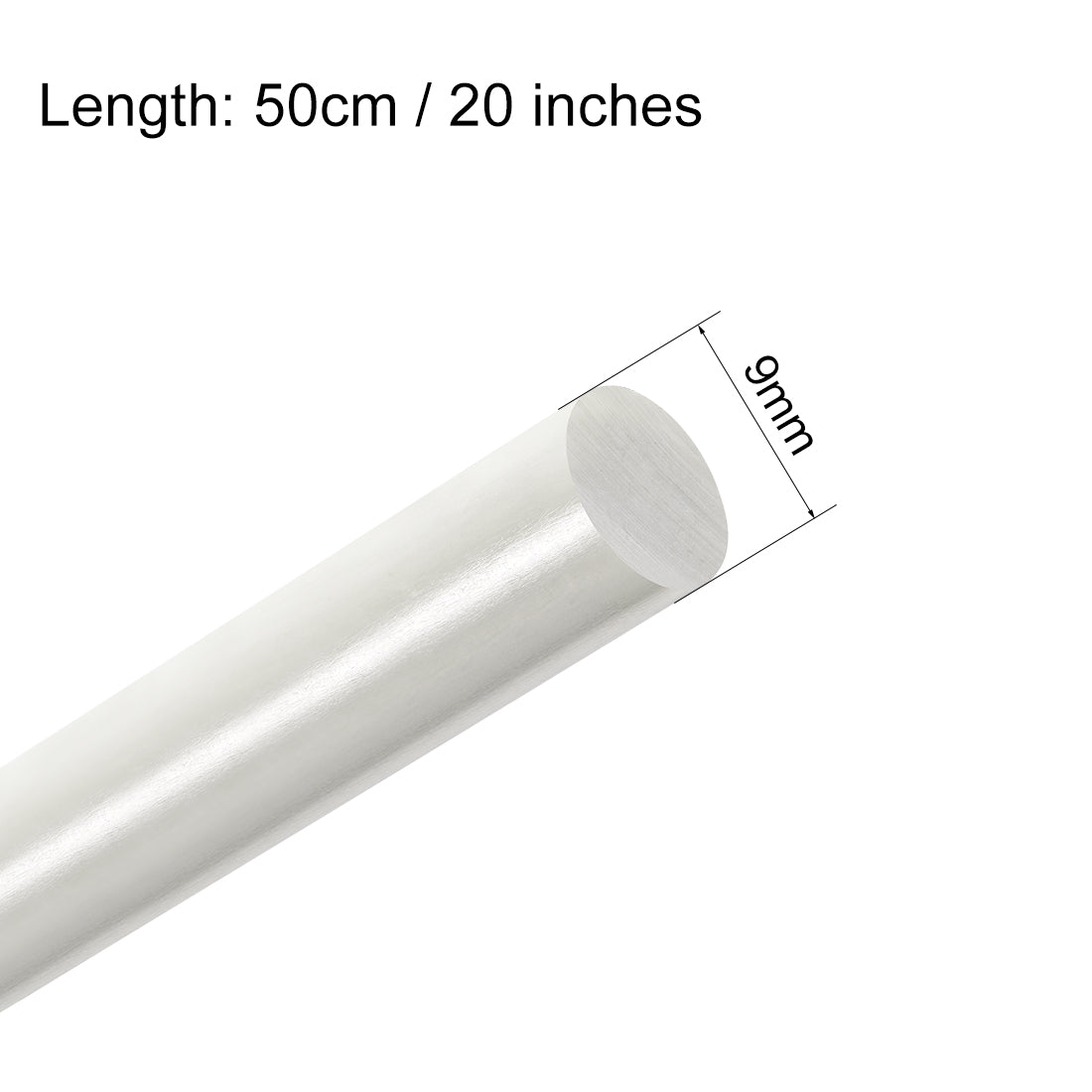 Uxcell FRP Fiberglass Round Rod,9mm Dia 50cm Long,White Engineering ...