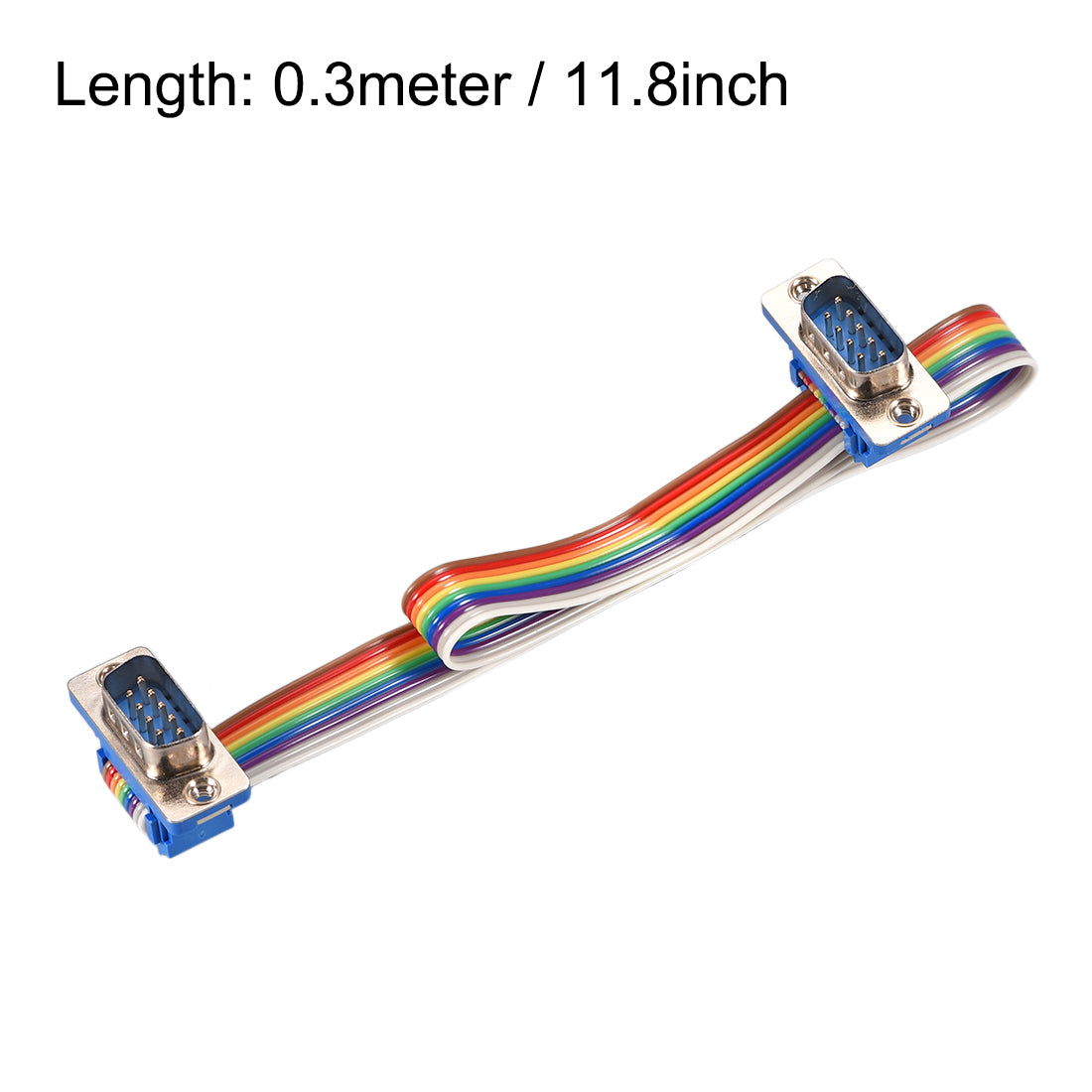 Uxcell IDC Rainbow Wire Flat Ribbon Cable DB9 M/M Connector 2.54mm Pitch 11.8inch Long | Harfington