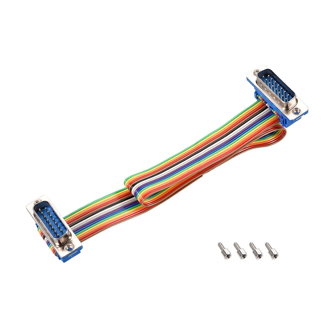 Uxcell IDC Rainbow Wire Flat Ribbon Cable DB15 M/M Connector 2.54mm ...