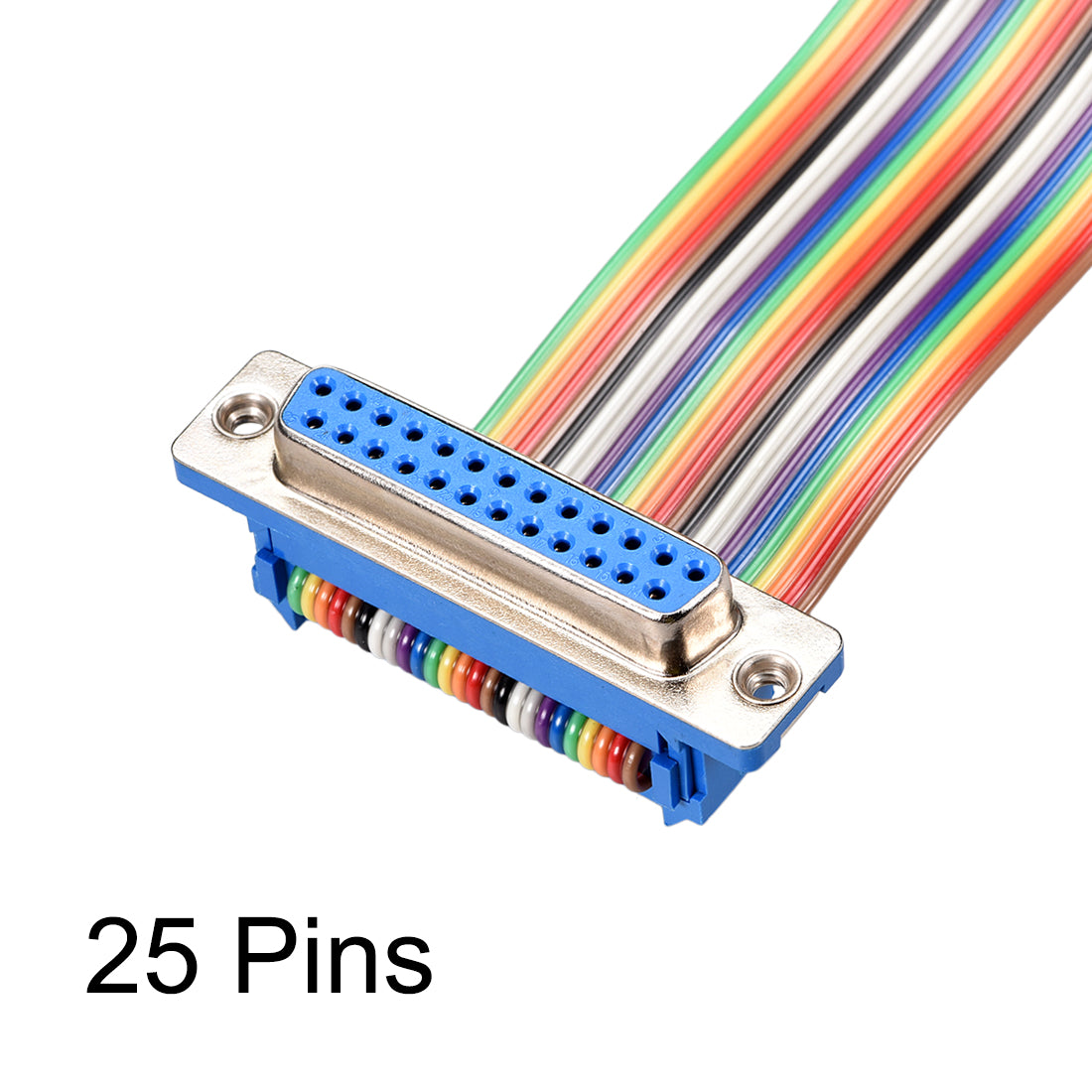 Uxcell IDC Rainbow Wire Flat Ribbon Cable DB25 F/F Connector 2.54mm Pitch 19.7inch Long | Harfington