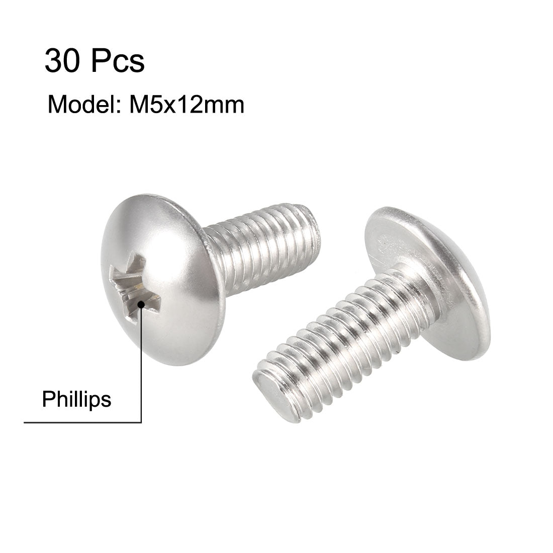 Uxcell Machine Screw Phillips Truss Head 304 Stainless Steel | Harfington