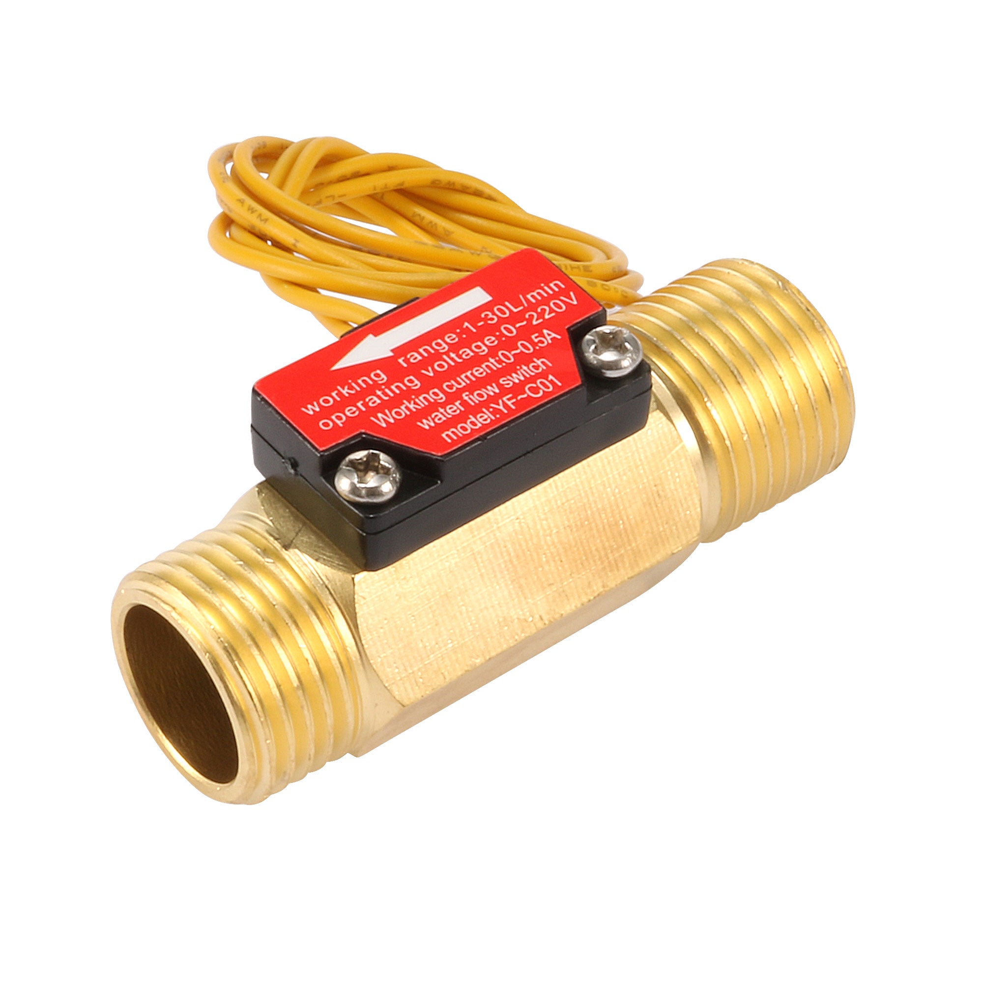 Uxcell G1/2 Hall Effect Liquid Water Flow Sensor Switch Flow Meter ...