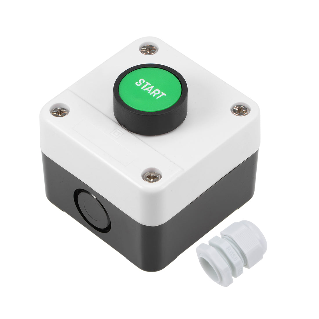 Uxcell Push Button Switch Station Box Momentary NO Green Start, 600V ...